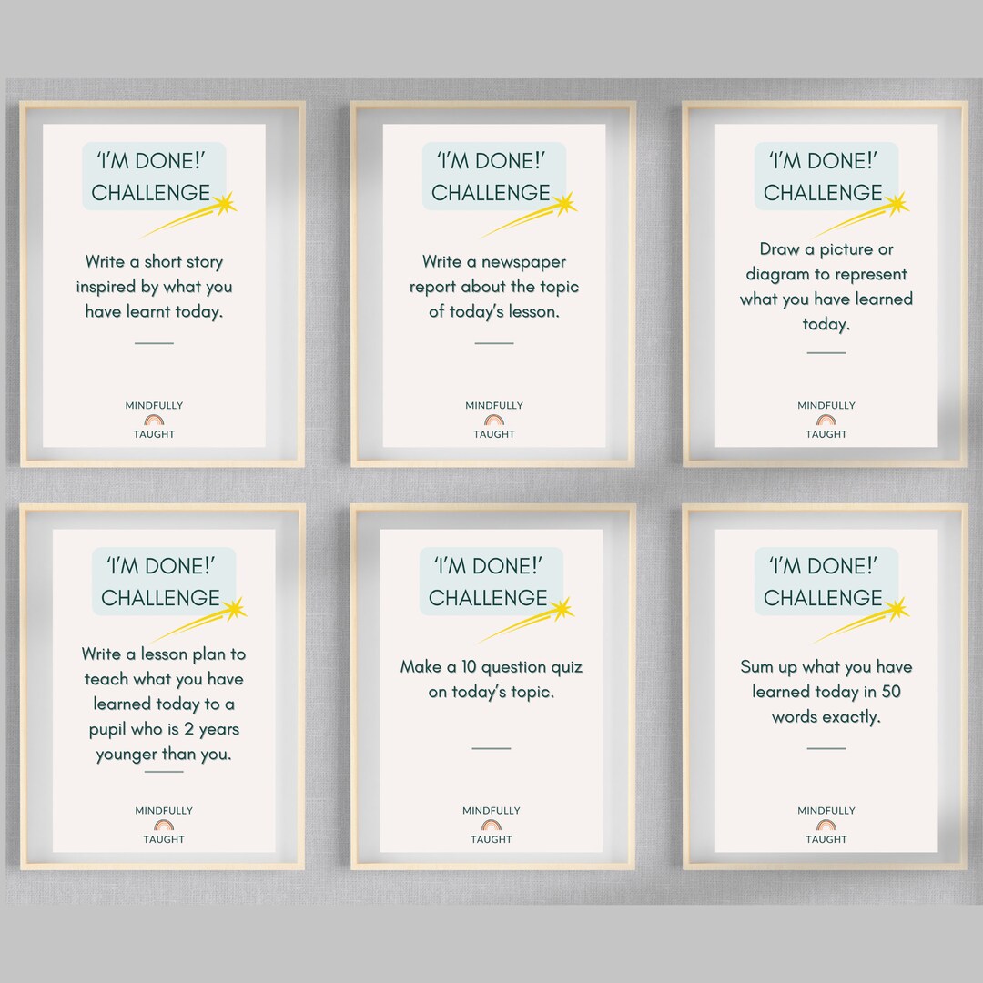 I’m Done! Extra Tasks 6 Poster Bundle for Classroom -mental Health ...