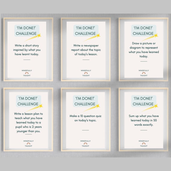 Im Done Extra Tasks 6 Poster Bundle for Classroom mental | Etsy