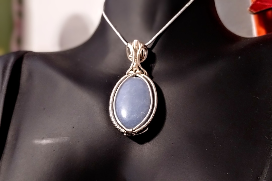 Angelite Necklace, Angelite Crystal Necklace, Blue Angelite Crystal ...
