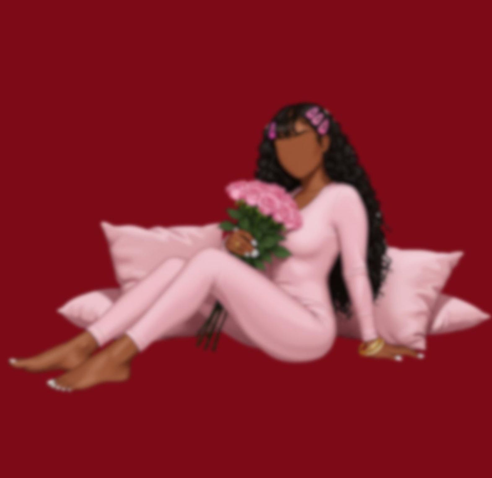 Valentine's Day Black Girl Digital Art: Faceless Portrait (digital ...