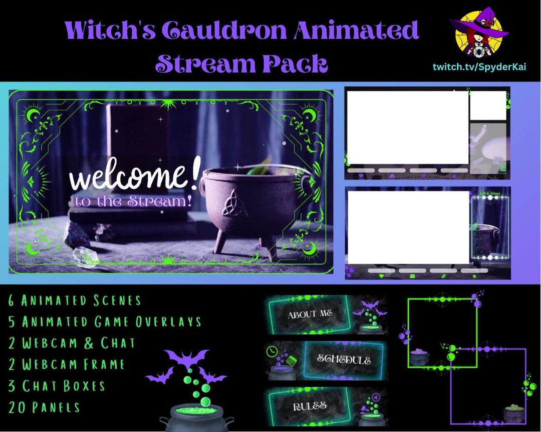 Witch's Cauldron Twitch Stream Overlay Pack - Etsy