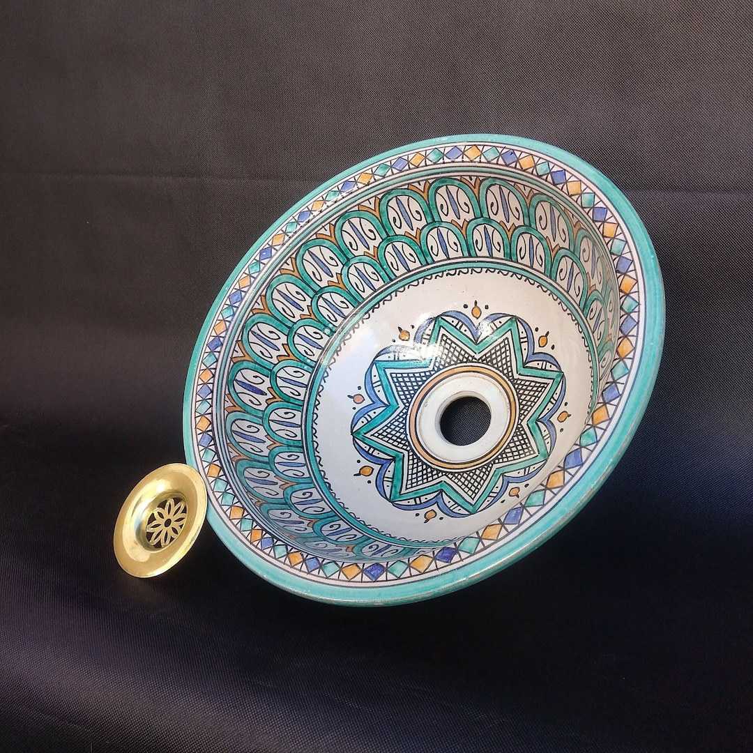 Bathroom Sink, Moroccan Style Sink, Hand Painted Sink, Artisan Sink ...