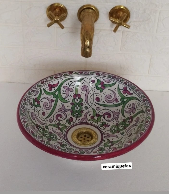 Bathroom Sink , Moroccan Style Sink , Hand Painted Sink , Artisan Sink ...