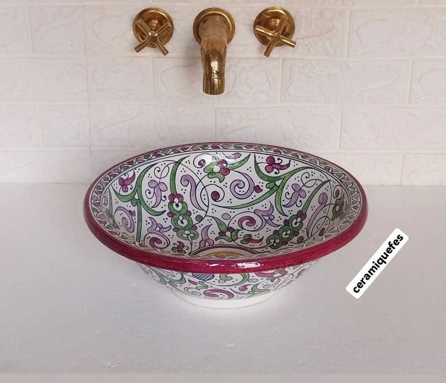 Bathroom Sink , Moroccan Style Sink , Hand Painted Sink , Artisan Sink ...
