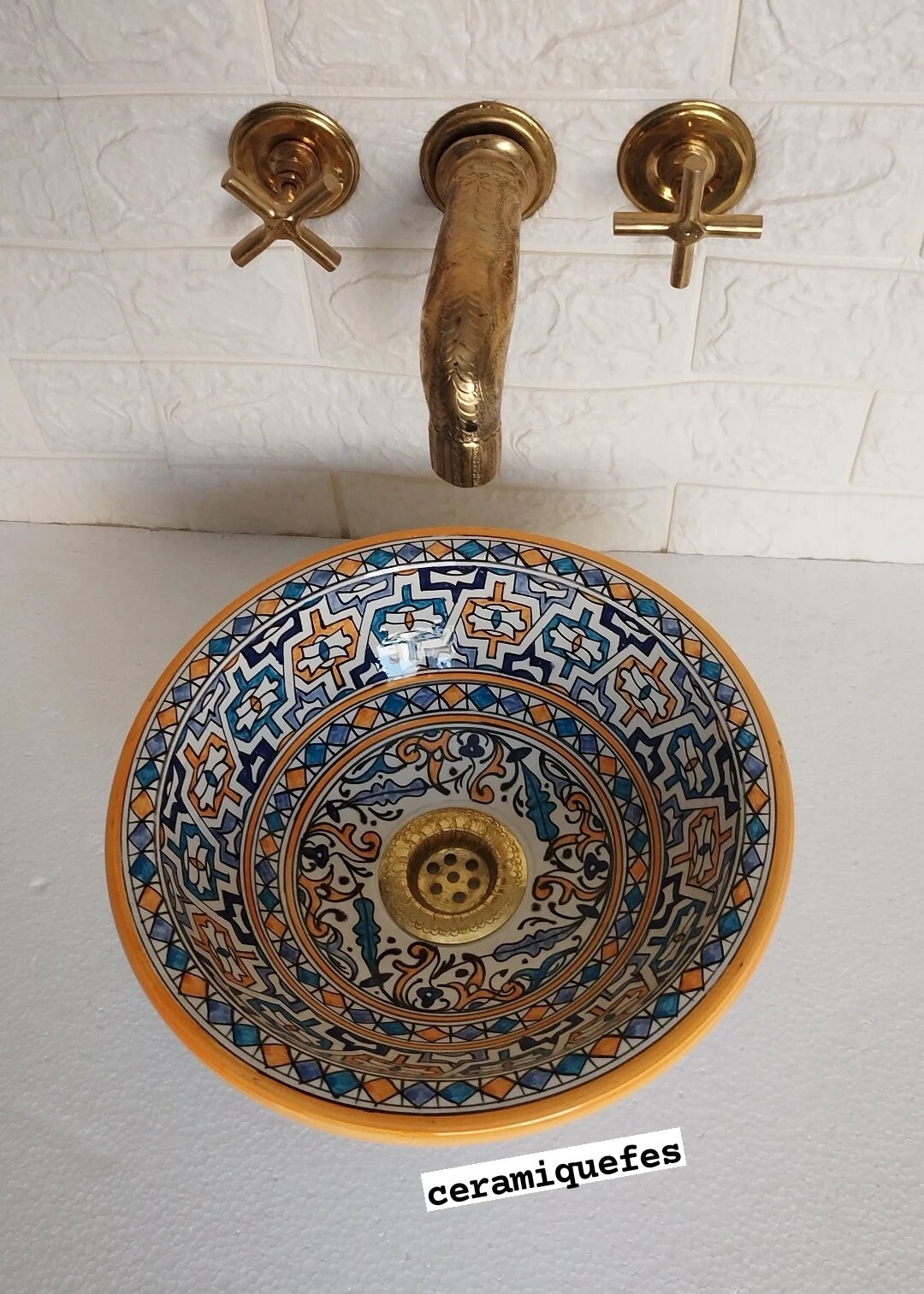 Modern Bathroom Sink, Bathroom Sink, Moroccan Style Sink, Hand-painted ...