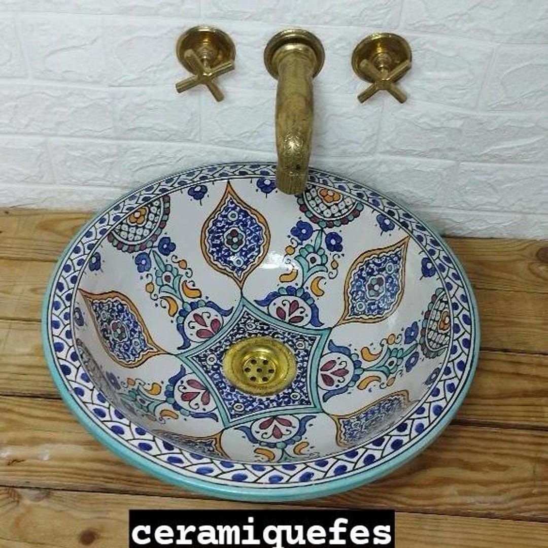 Bathroom Sink , Moroccan Style Sink , Hand Painted Sink , Artisan Sink ...