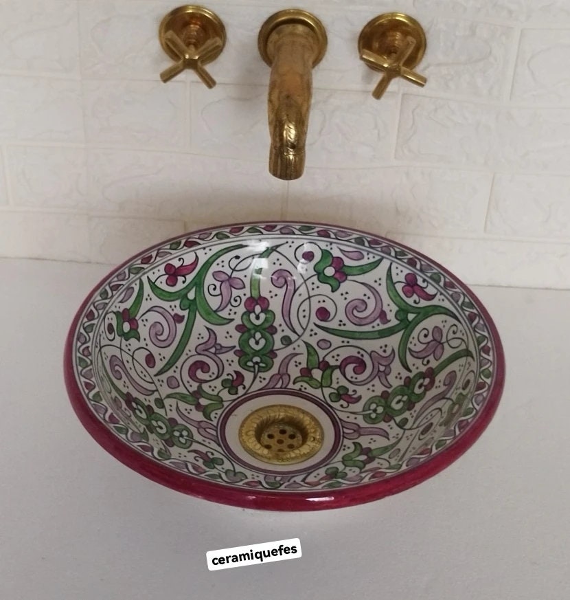 Bathroom Sink , Moroccan Style Sink , Hand Painted Sink , Artisan Sink ...