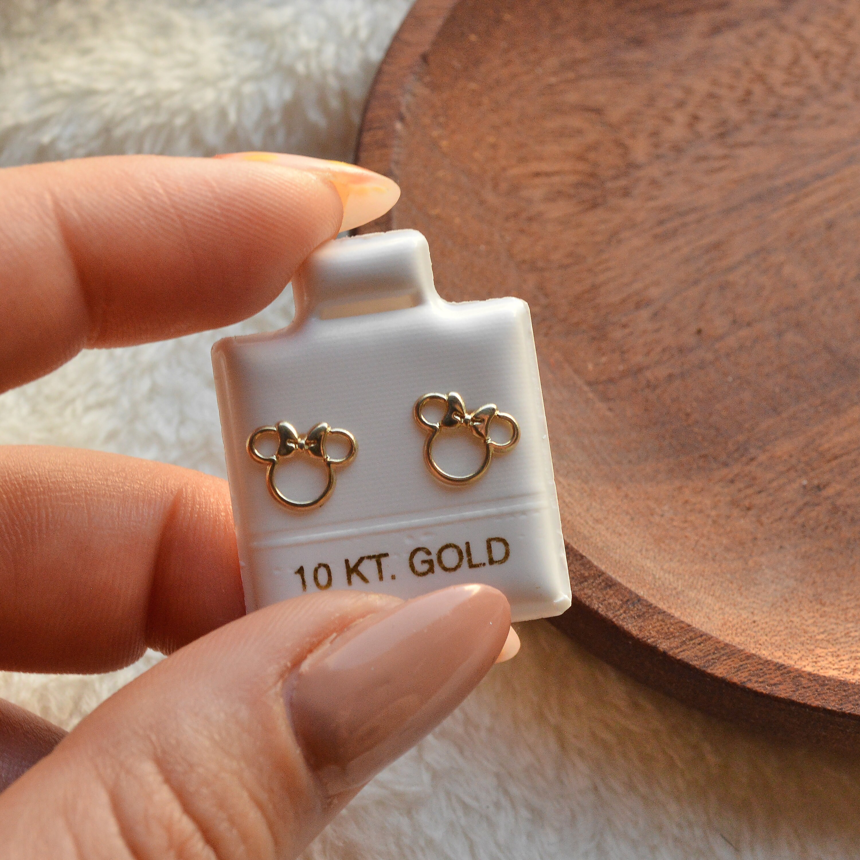 10k Solid Gold Small Dainty Stud Disney Earrings Mickey Mouse / Minnie ...