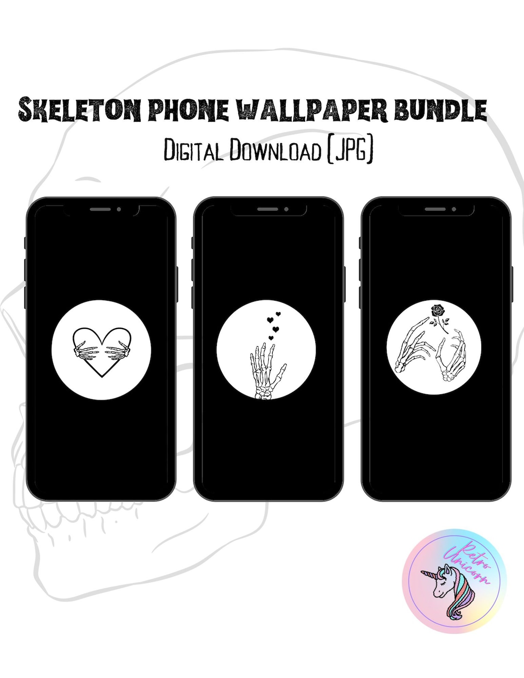 Skeleton Phone Wallpaper for Halloween Wallpaper, -halloween Digital ...
