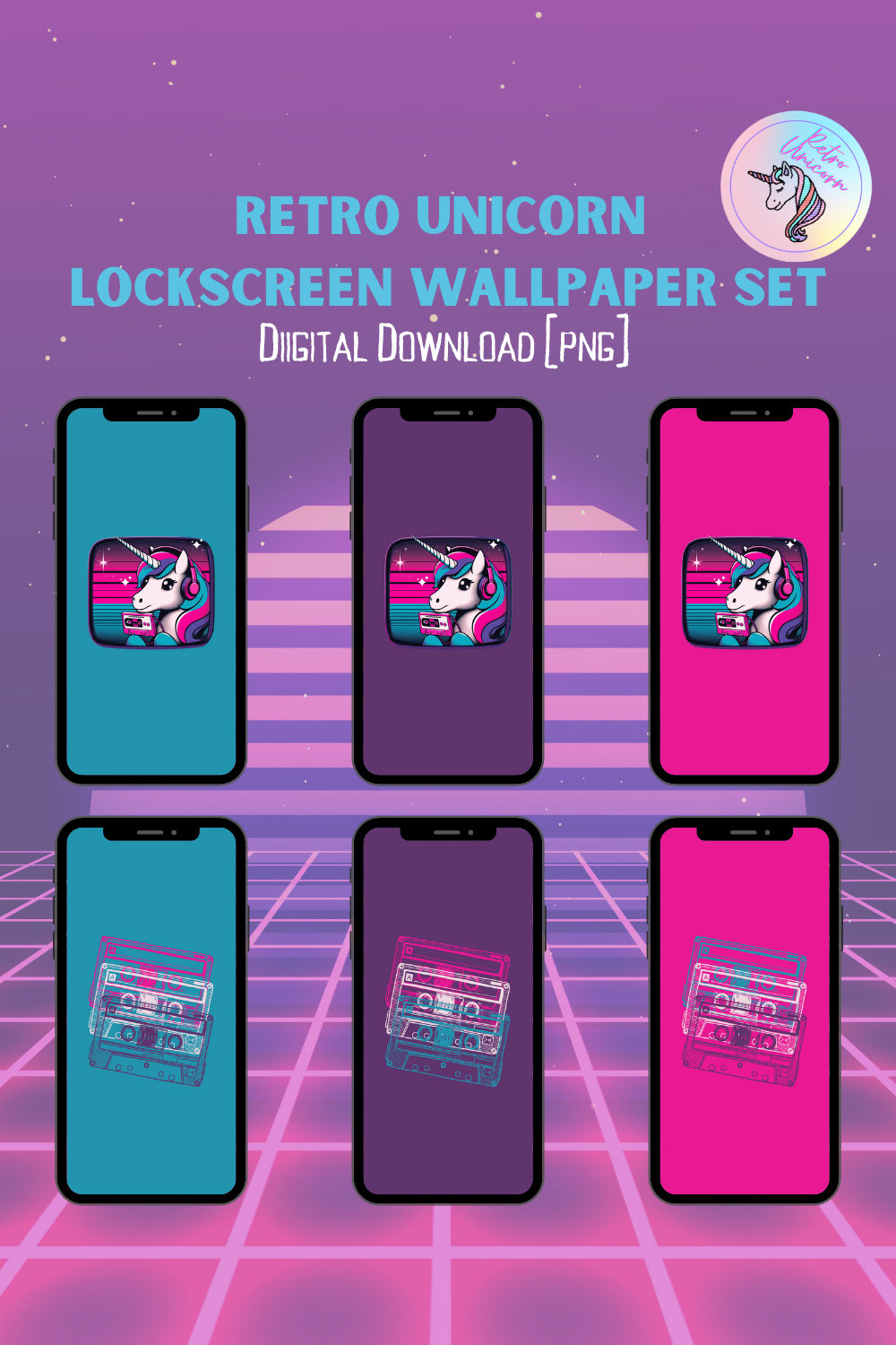 Unicorn Lockscreen Wallpaper Bundle [6], Cartoon Character, 80s PNG 90s ...