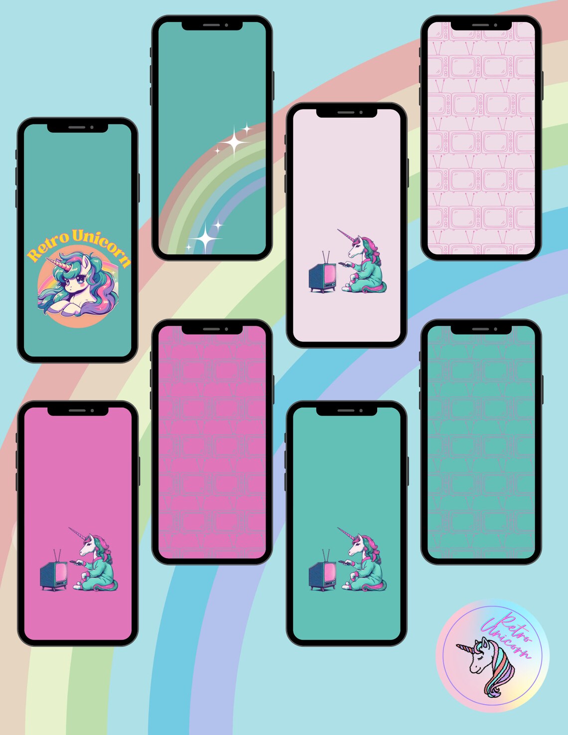 Unicorn Lockscreen Wallpaper Bundle, 80s PNG 90s PNG, 90s Graphic, 90s ...