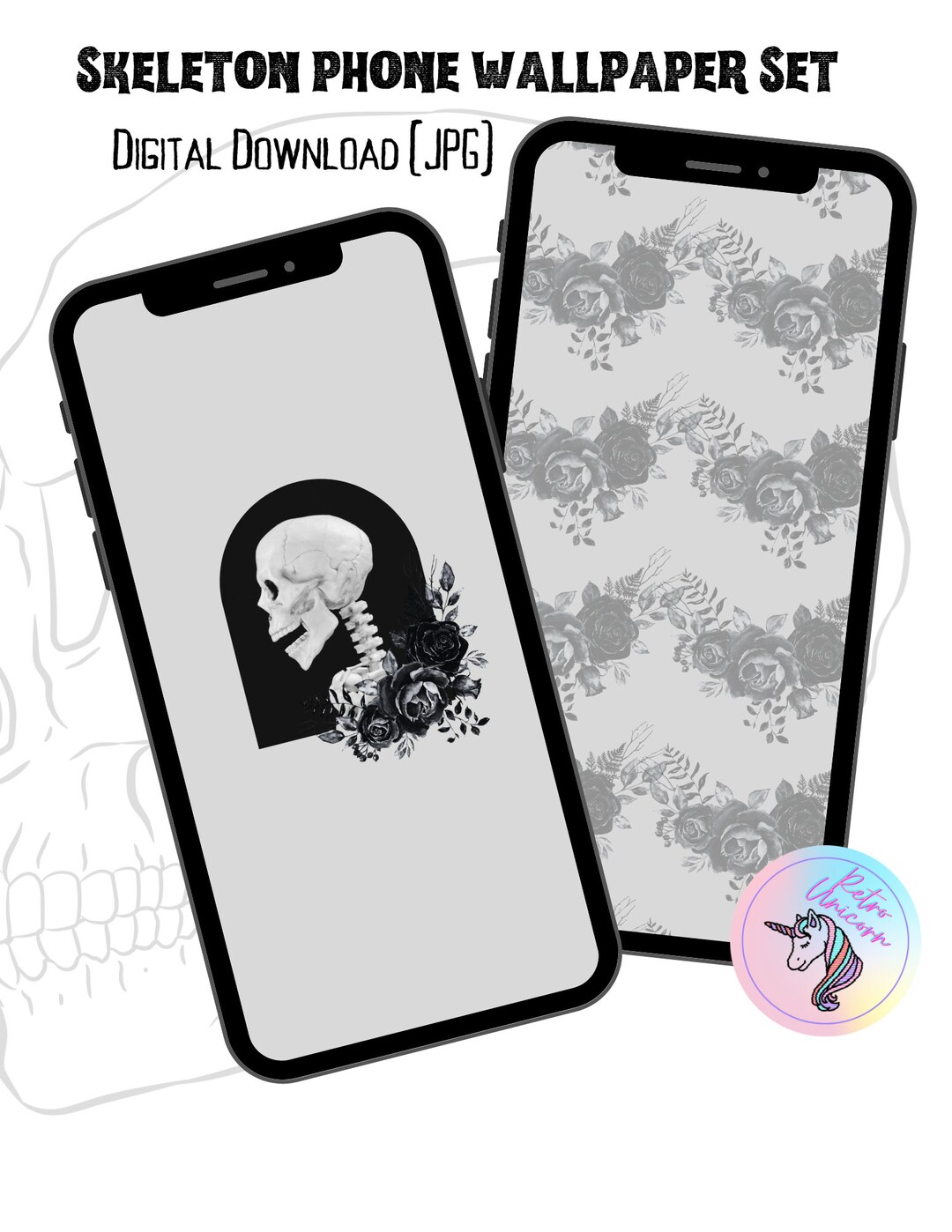 Skull Lockscreen With Flowers, Halloween Wallpaper for Fall Lockscreen ...
