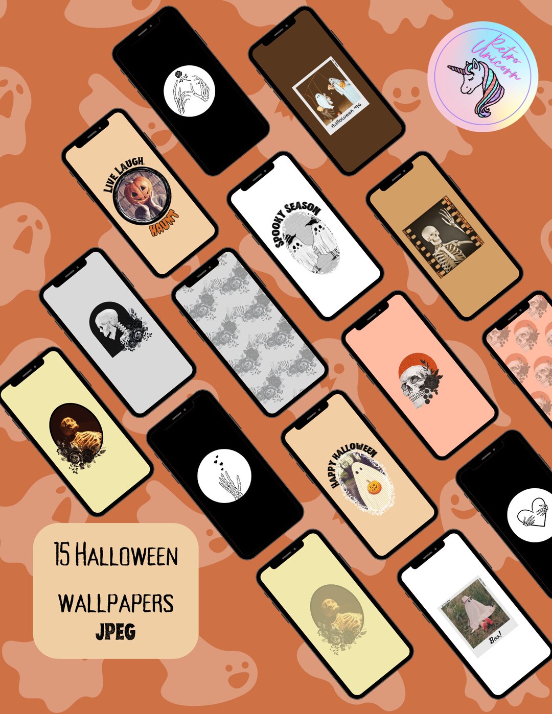 Spooky Phone Wallpaper for Halloween Lockscreen and Background Bundle ...