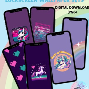 Unicorn Lockscreen Wallpaper Bundle, 80s PNG 90s PNG, 90s Graphic, 90s ...