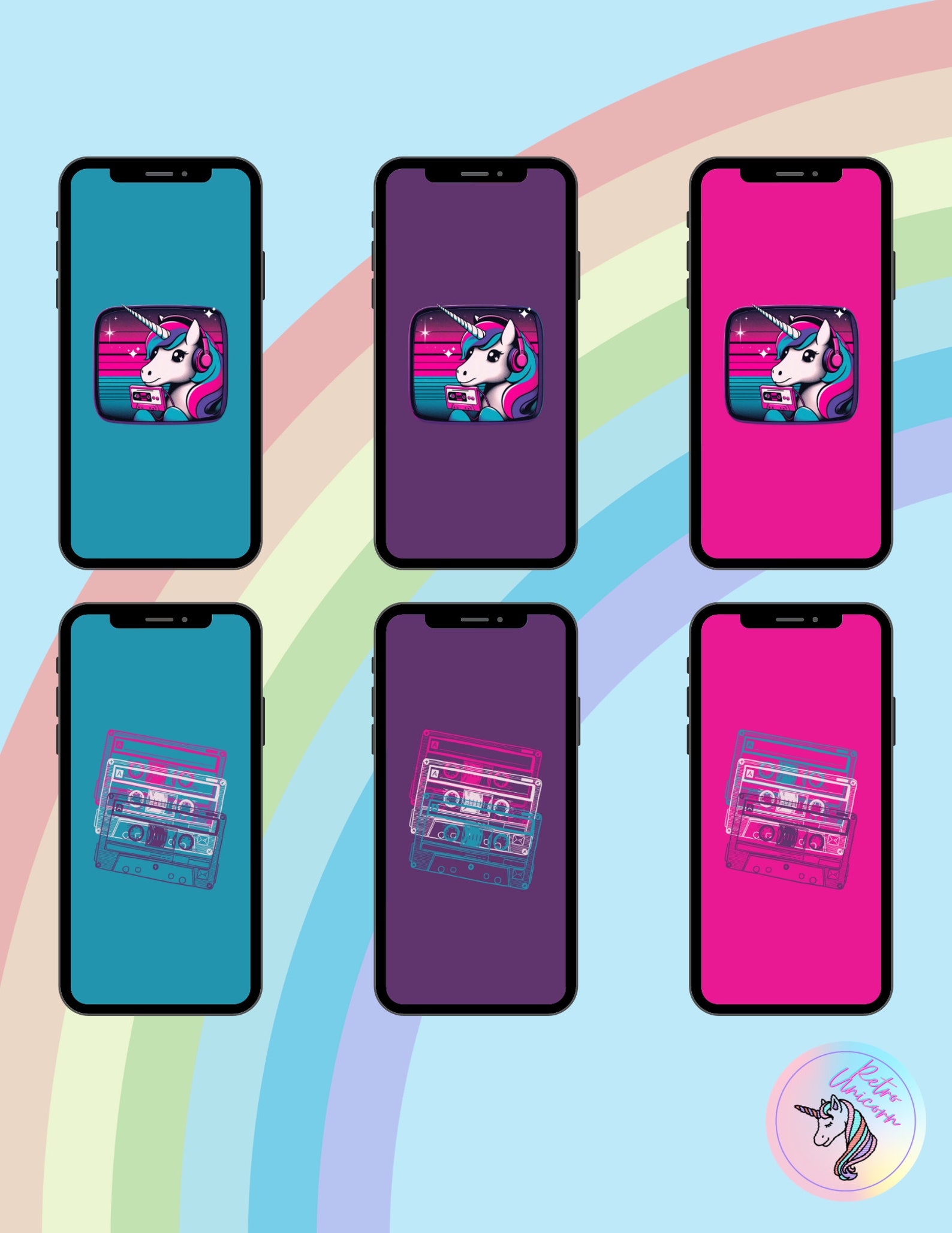 Unicorn Lockscreen Wallpaper Bundle, 80s PNG 90s PNG, 90s Graphic, 90s ...