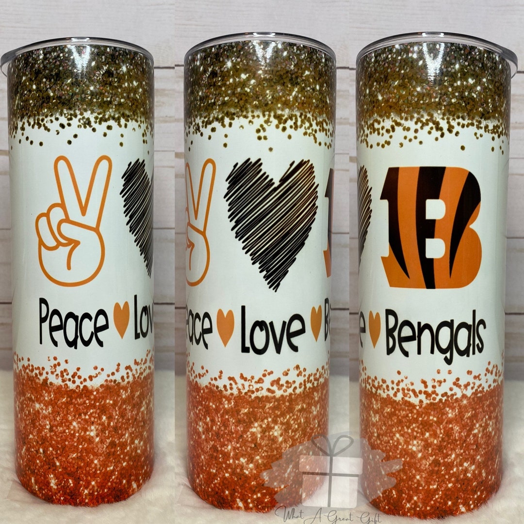 Peace Love Bengals, 20oz, 30oz, Cincinnati Bengals Cup, With Straw ...