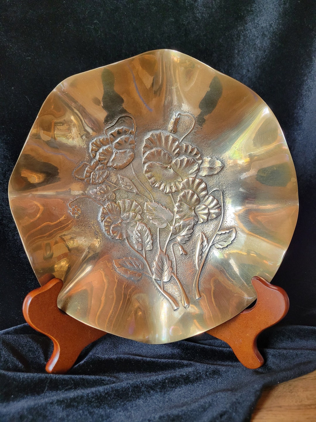 Beautifully Cast Solid Brass Bowl, Vintage, Stamped Korea, Double Sided ...