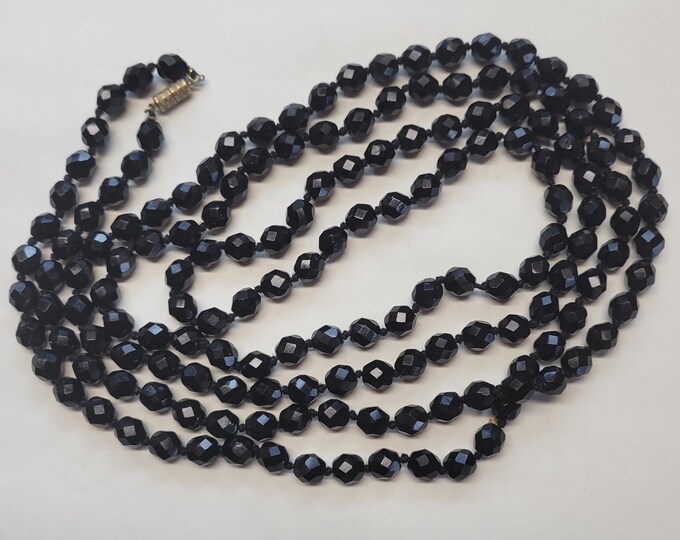 Antique 1920’s Jet Flapper Necklace, Long 62", Art Deco, Statement ...