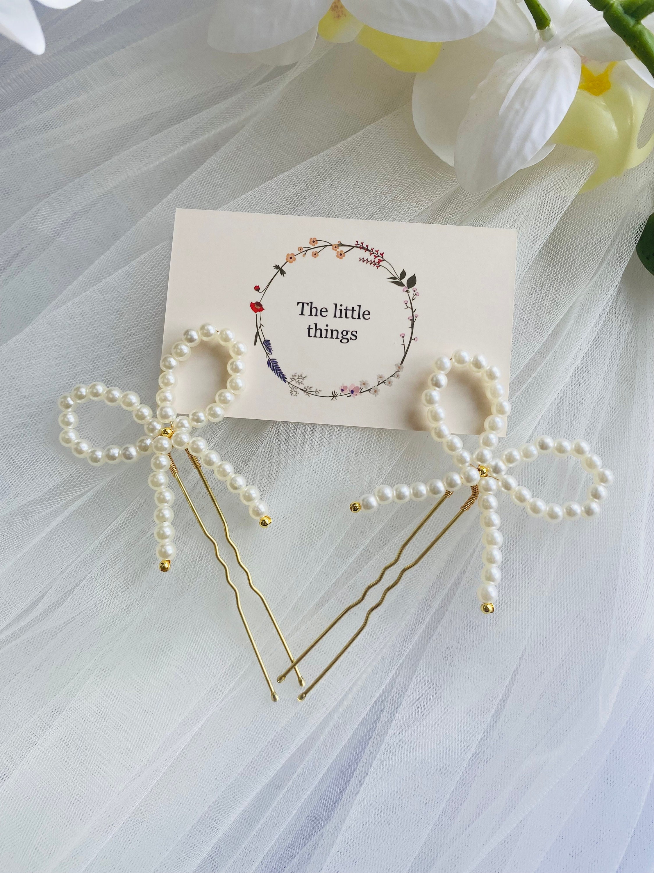 Pearl Bow Hair Pin Set of 2 Pieces - Etsy