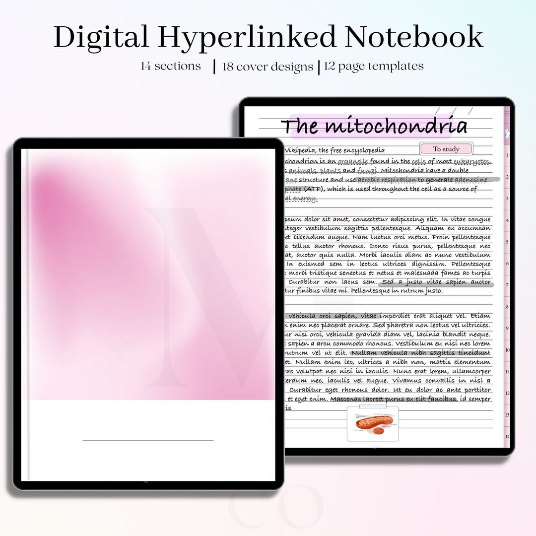 Digital Hyperlinked Notebook for Goodnotes and Notability, Tabs , Lined ...