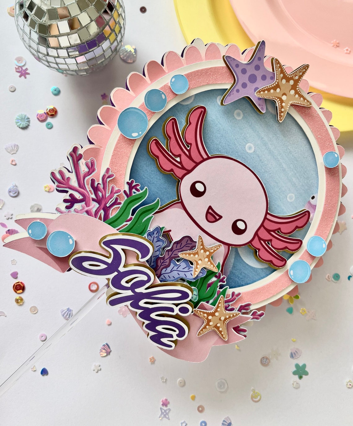 Axolotl Party, Topper Axolotl, Axolotl Party, Axolotl Theme, Ocean ...