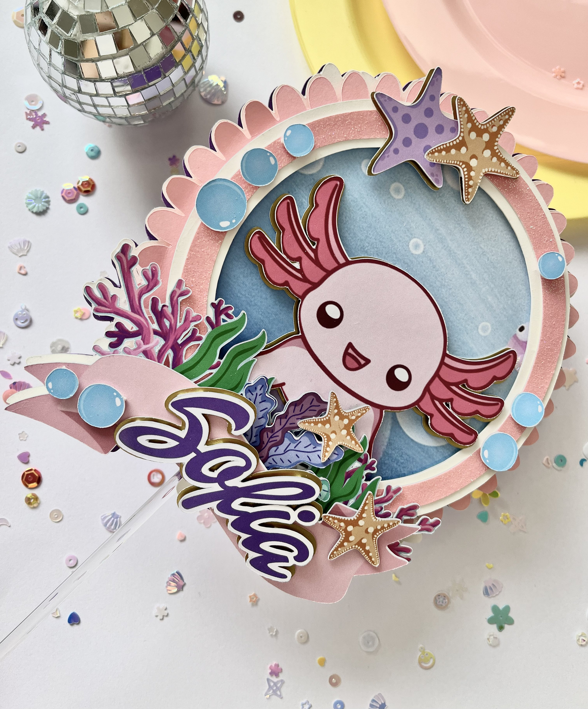 Axolotl Party, Topper Axolotl, Axolotl Party, Axolotl Theme, Ocean ...