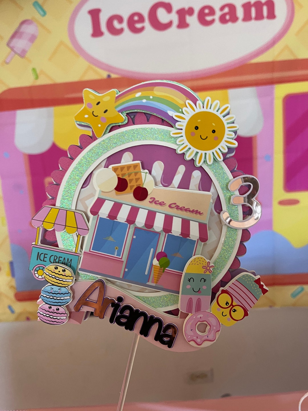 Cake Topper Icecream and Donuts, Ice Cream Cake Topper, Birthday Cake ...