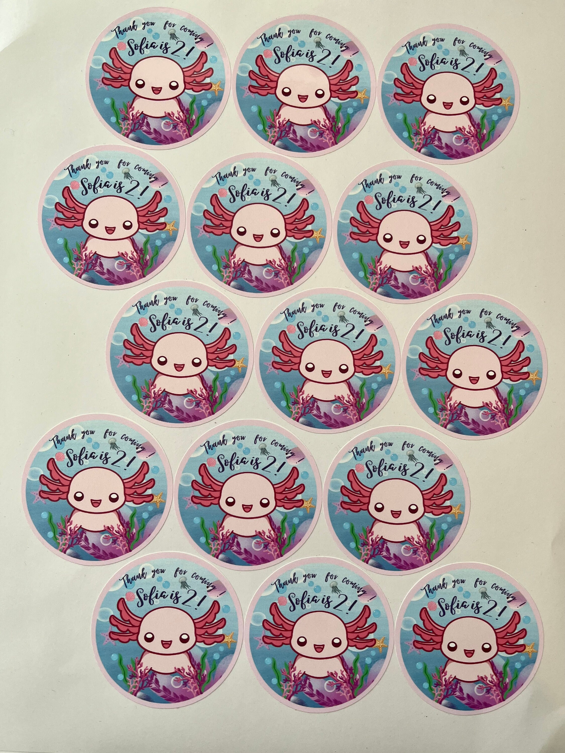 Personalized Axolotl Labels, Axolotl Birthday Labels, Axolotl Stickers ...