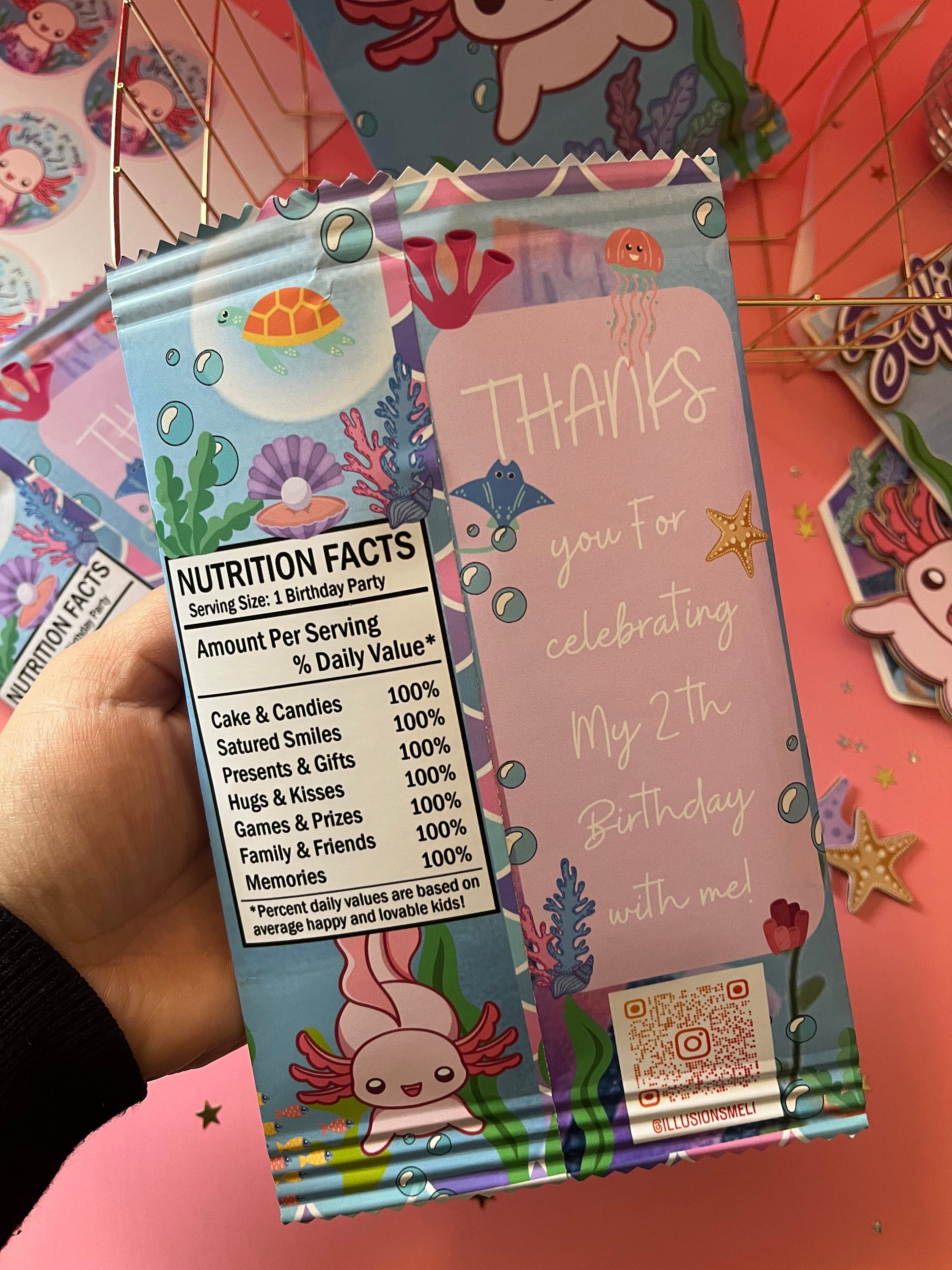 Chips Bag Axolotl, Candy Bag, Personalized Axolotl Bags, Happy Birthday ...