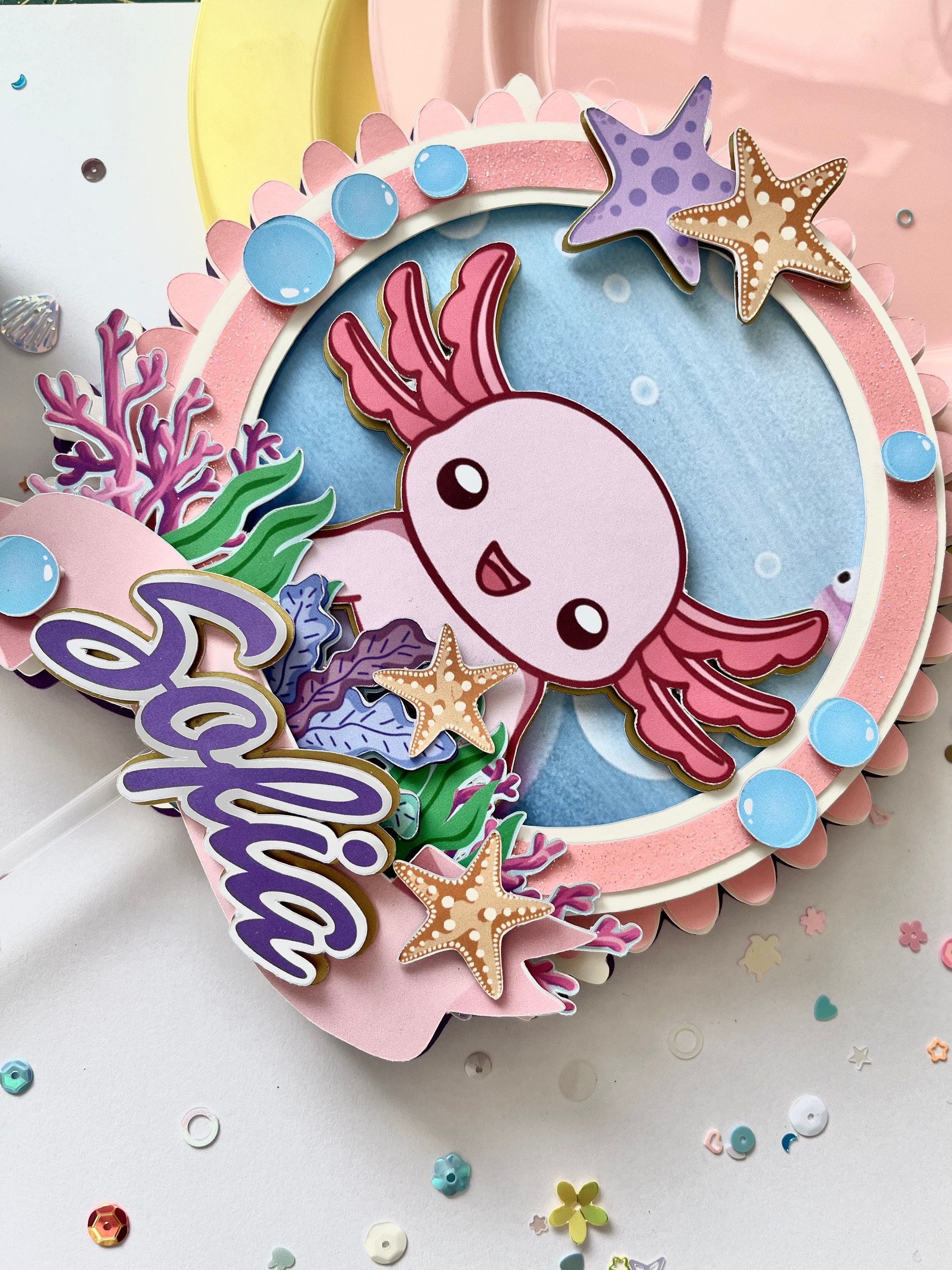 Axolotl Party, Topper Axolotl, Axolotl Party, Axolotl Theme, Ocean ...