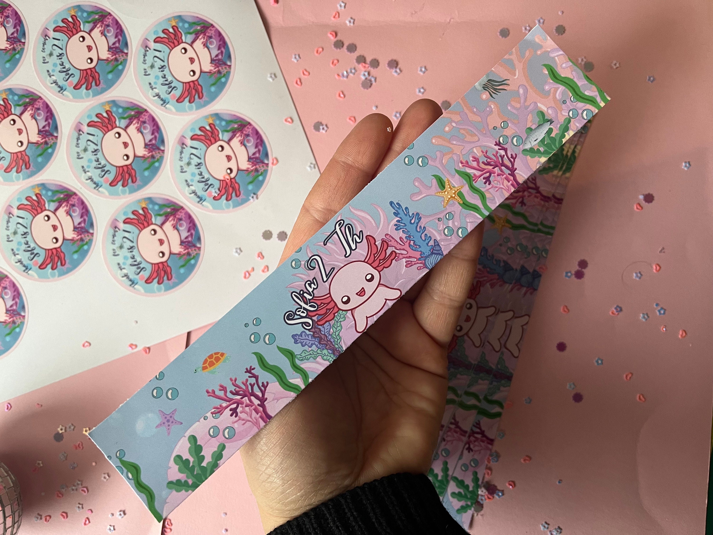 Water Bottle Labels/ Axolotl Labels, Birthday Stickers, Water Bottle ...