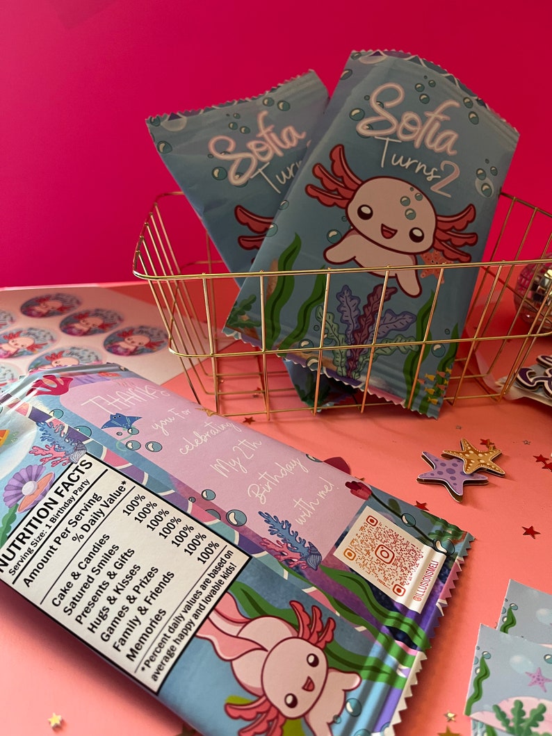 Chips Bag Axolotl, Candy Bag, Personalized Axolotl Bags, Happy Birthday ...