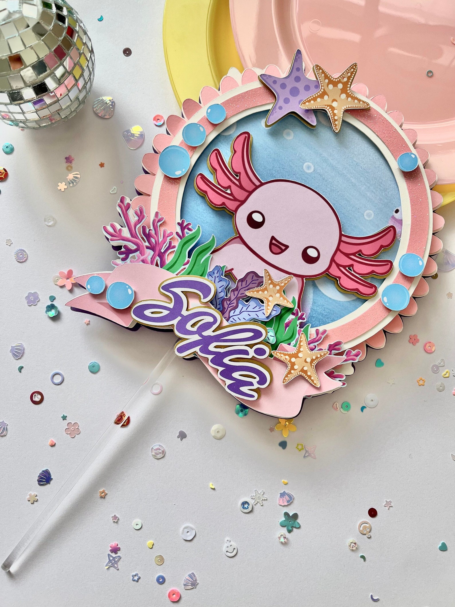 Axolotl Party, Topper Axolotl, Axolotl Party, Axolotl Theme, Ocean ...