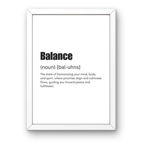 Balance Definition Wall Art Print | Inspirational Quote | Mindfulness ...