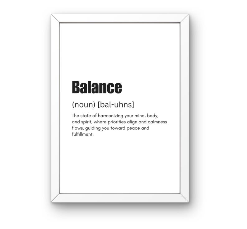 Balance Definition Wall Art Print | Inspirational Quote | Mindfulness ...