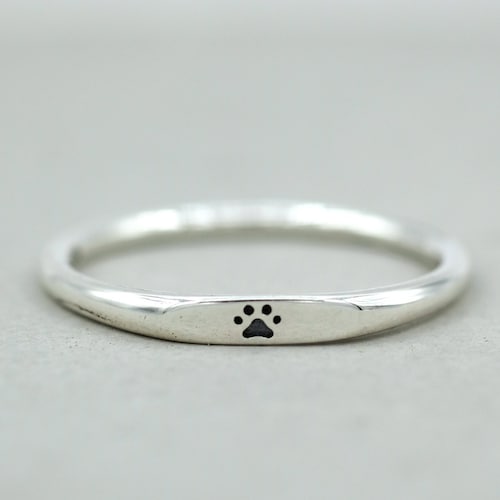 Sterling Silver Paw Print Heart Ring - Etsy