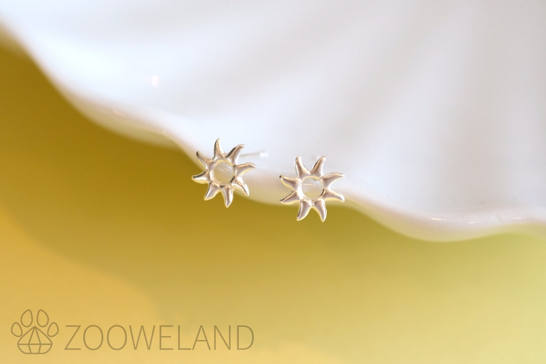 Simple Sun Silver Earrings - Dainty 925 Sterling Silver Stud Friction Push Back Earrings ...