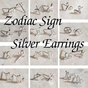 Zodiac Signs Silver Earrings - Dainty 925 Sterling Silver Stud Friction ...