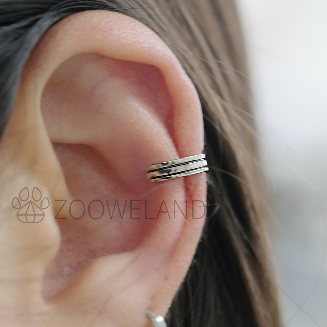 Simple Ear Cuff With Lines - 925 Sterling Silver, No Piercing Needed ...