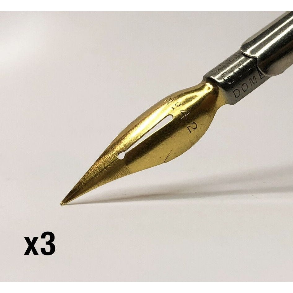 X3 Spencerian No 42 Gold Point Dome Pointed Dip Pen Nibs Vintage NOS - Etsy