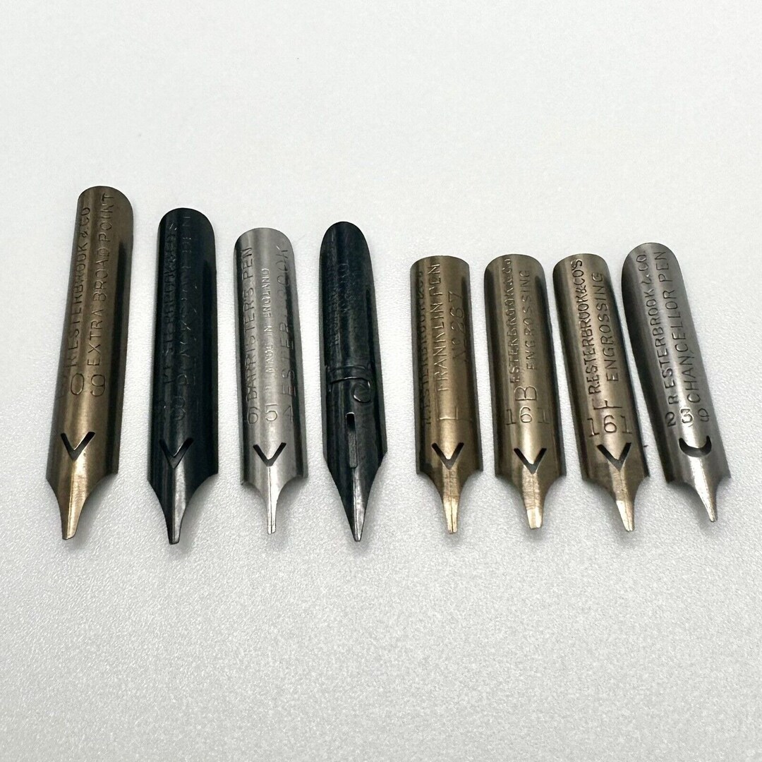 Lot of 8 RARE Esterbrook Dip Pen Nibs for Engrossing Italics Broad ...
