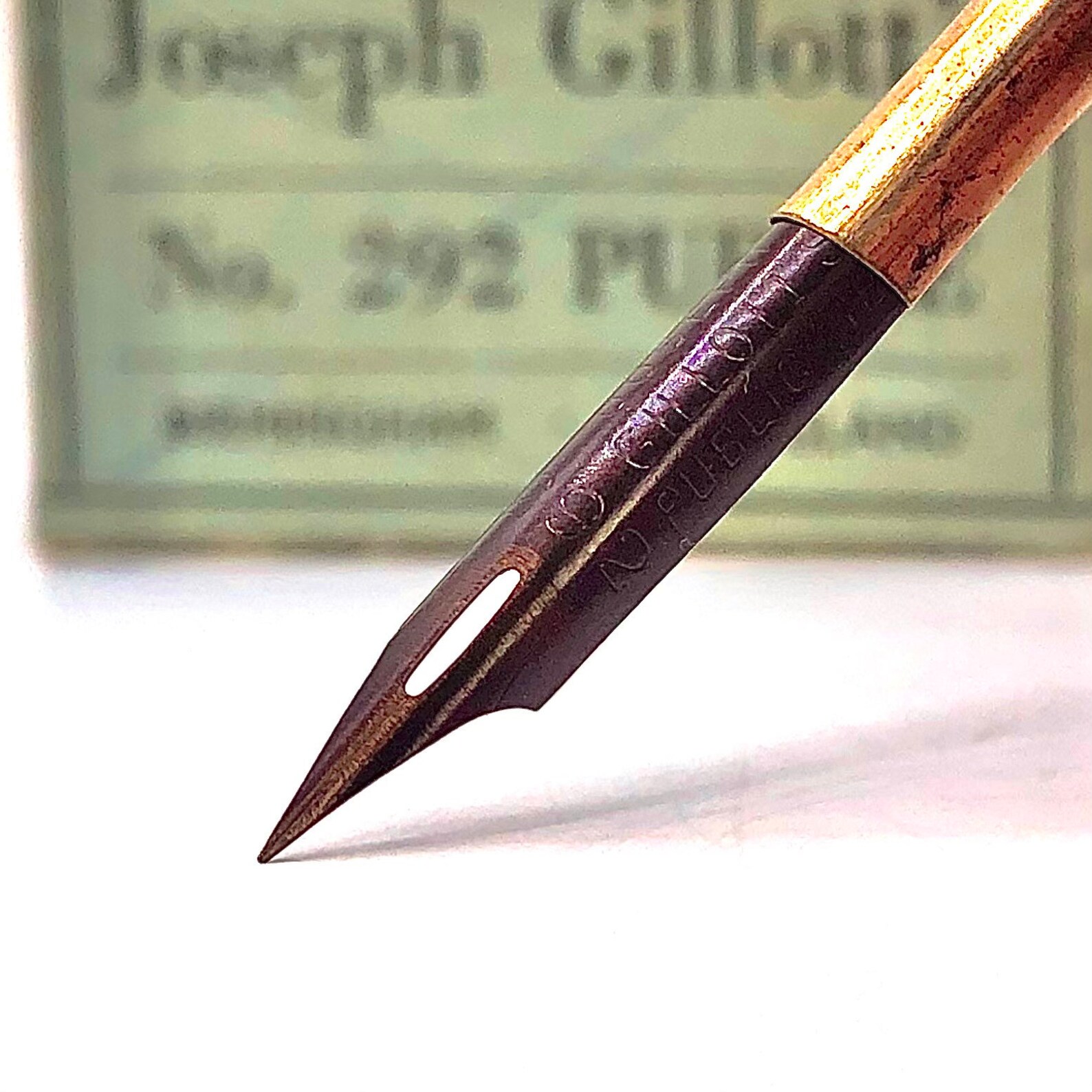Joseph Gillott No. 292 Public Pen PURPLE Dip Pen Nib ANTIQUE Hand Grind ...