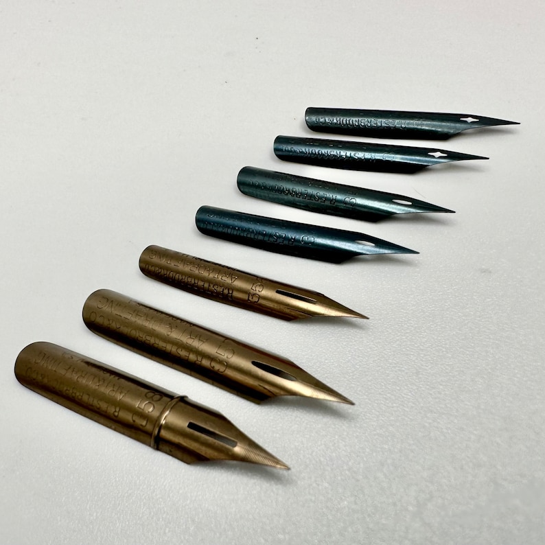 7 Vtg Esterbrook Art & Drafting Dip Pen Nibs 354 355 356 357 358 ...