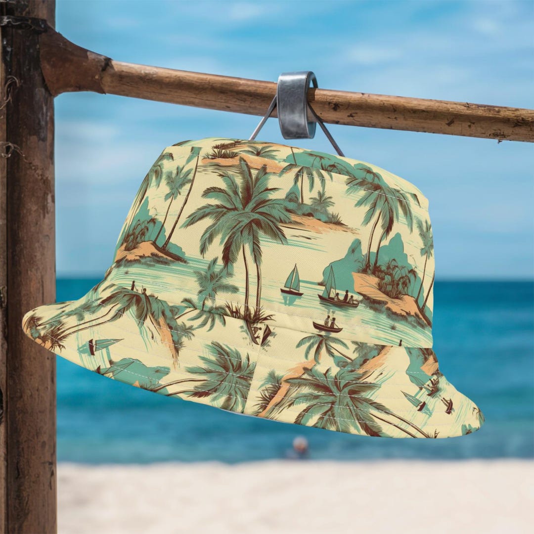 Hawaiian Print Bucket Hat: Tropical Beach Vacation Style - Etsy