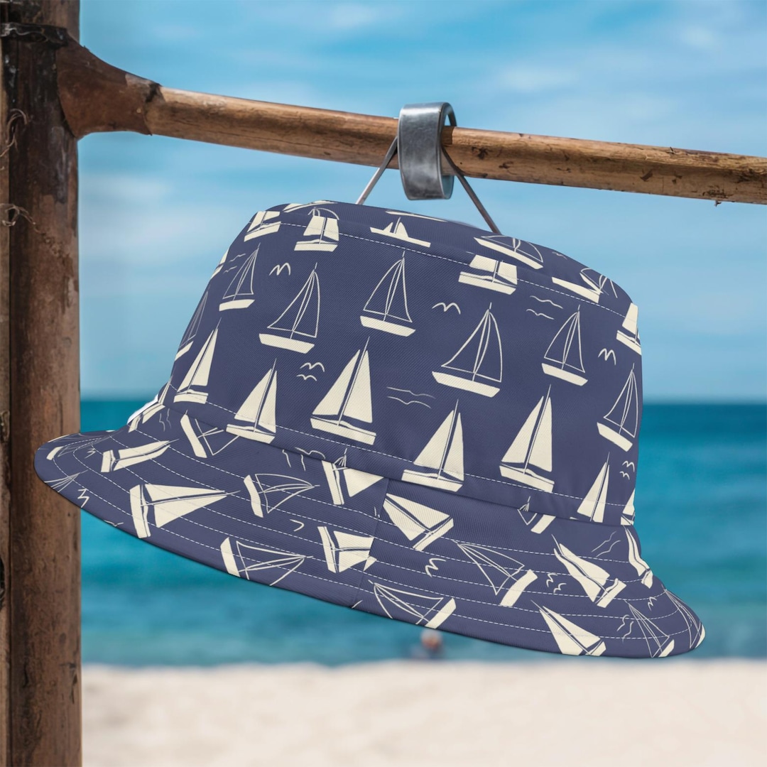 Nautical Bucket Hat Sailing Hat Design Boating Hat Style Summer Beach ...