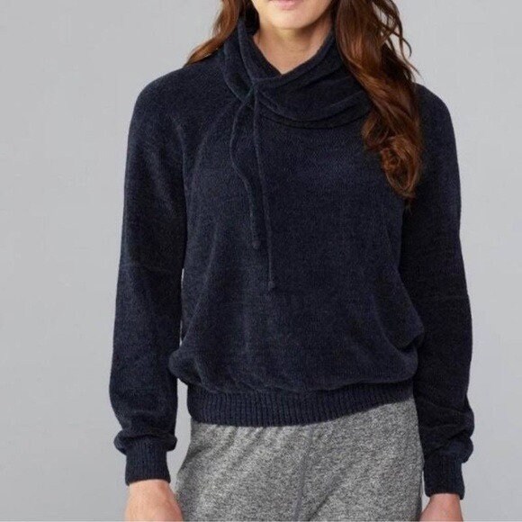 PRANA Auberon Chenille Soft Cowl Funnel Neck Navy Blue Sweater XS - Etsy