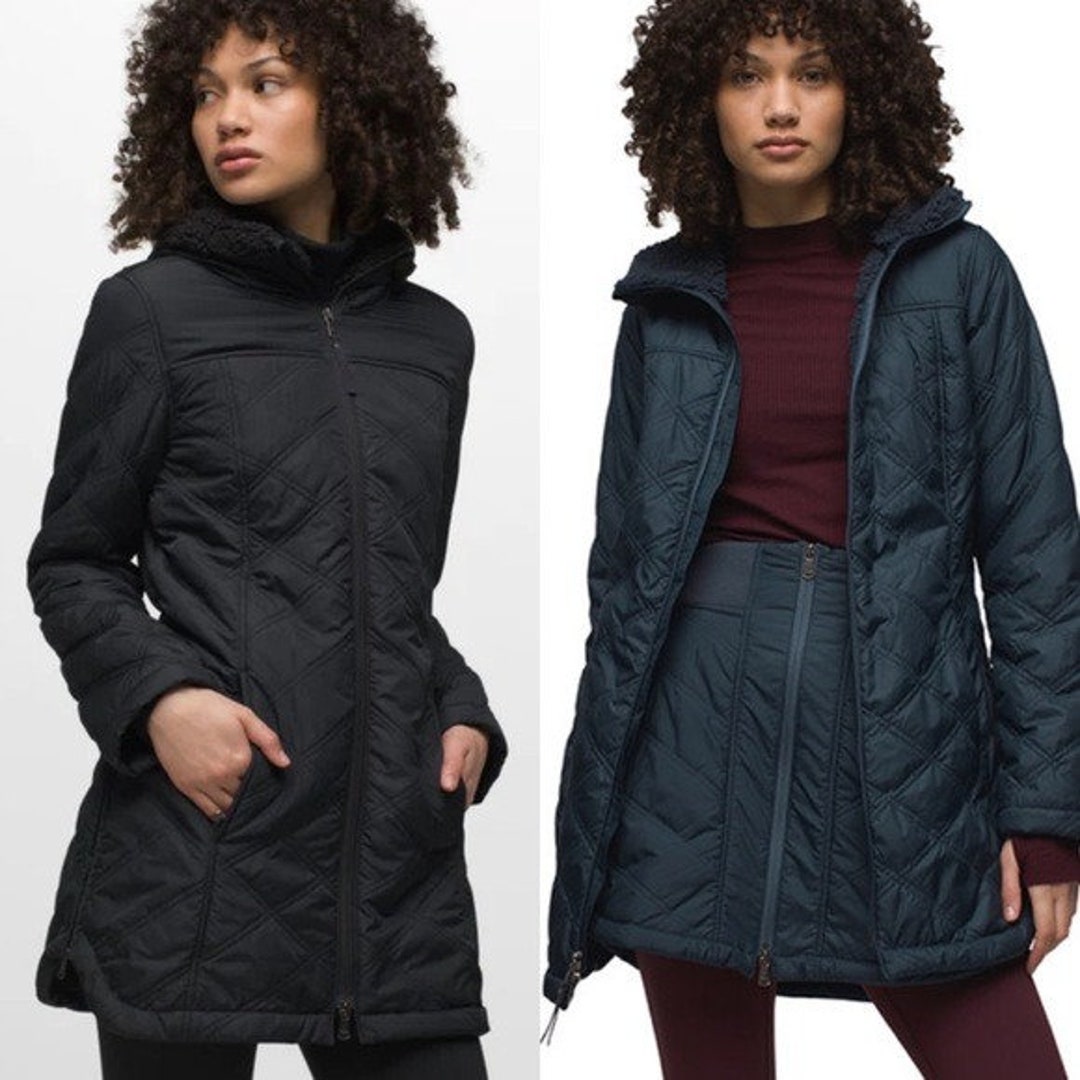 Prana Black Esla Sherpa Black Quilted Fleece Lined Jacket Coat Medium M ...