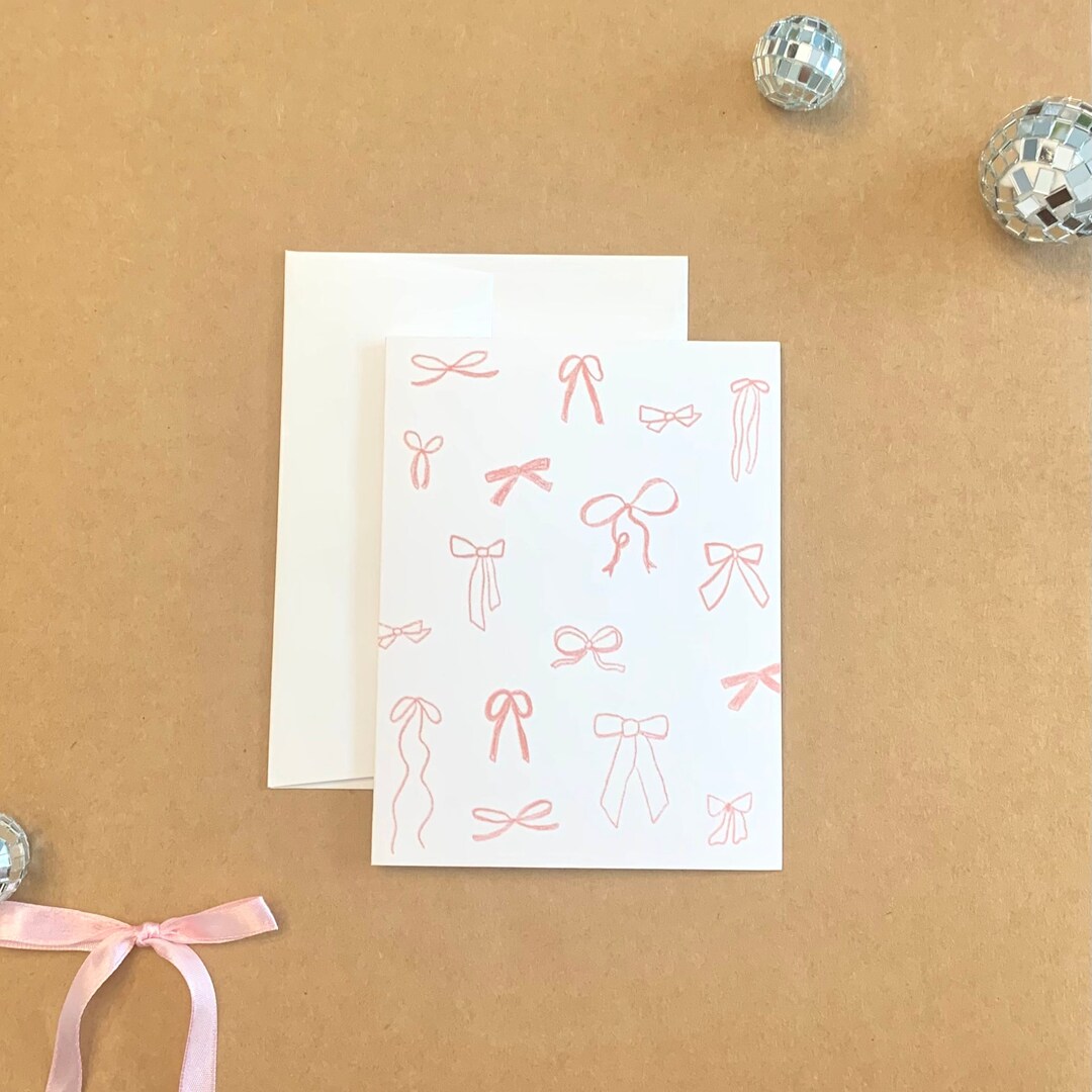 Pink Bows Card - Etsy