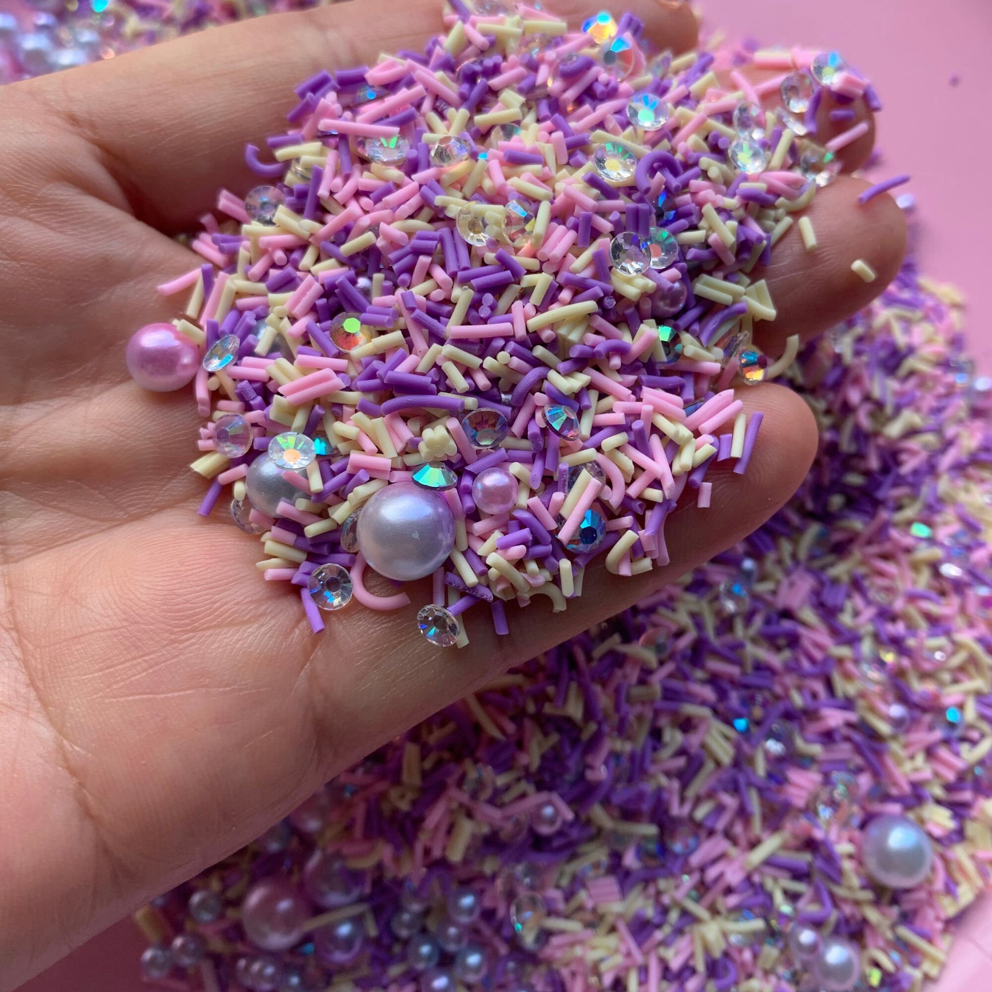 Violets Sprinkle Mix, Polymer Clay Fake Sprinkles With Resin Pearls and ...