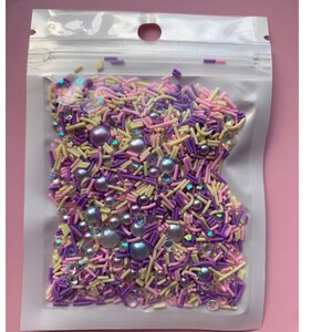 Violets Sprinkle Mix, Polymer Clay Fake Sprinkles With Resin Pearls and ...